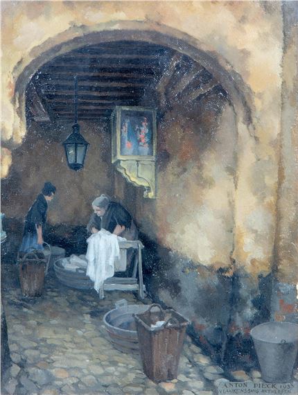 Anton Franciscus‏ Pieck | Wasvrouwen in de Vlaaikensgang, Antwerpen ...