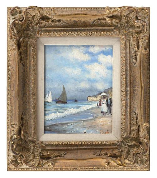 T. Cole | PAINTING OF A EUROPEAN COASTAL SCENE | MutualArt