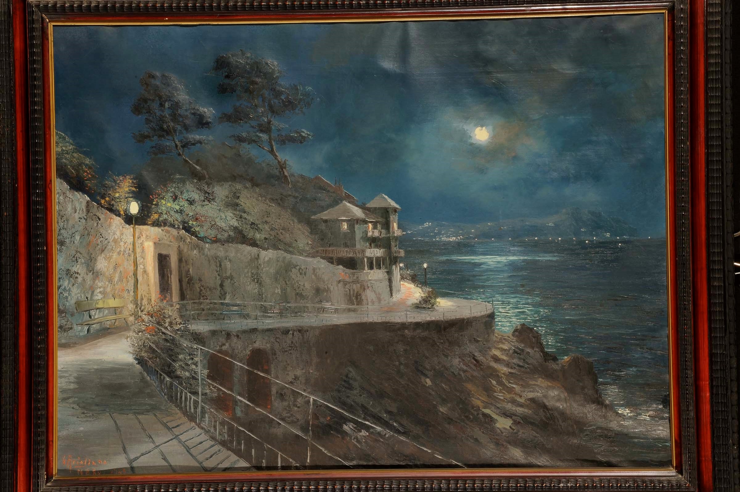 Giuseppe Arigliano | Veduta notturna passeggiata di Nervi (1949 ...