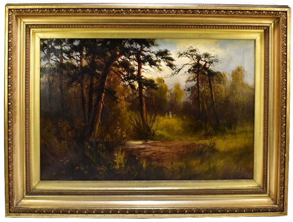 F. Walters | Wooded landscape with figures | MutualArt