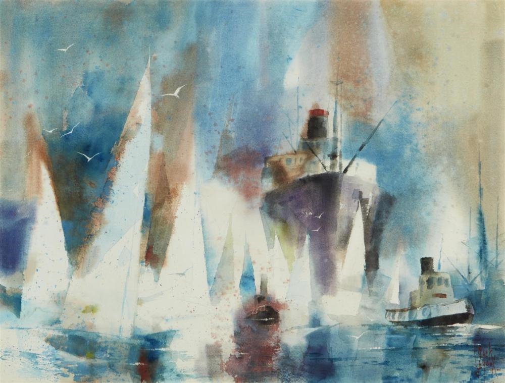 Jack Laycox | Ships and sailboats in a harbor | MutualArt