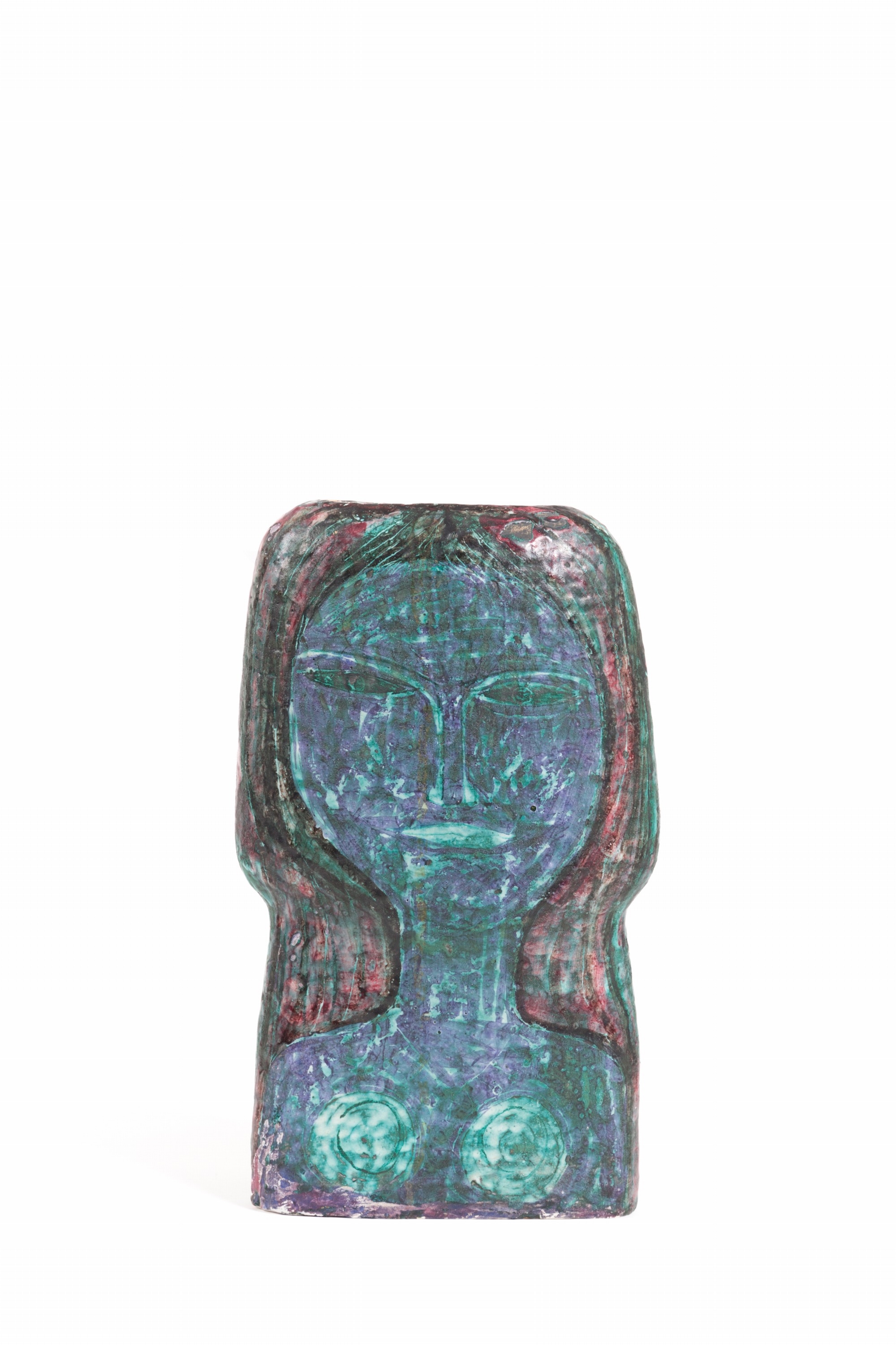 Romano Rui | Vaso in ceramica smaltata decorato con figura femminile e ...