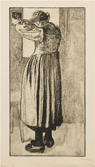 Edouard Vallet | Paysanne se coiffant (1914) | MutualArt