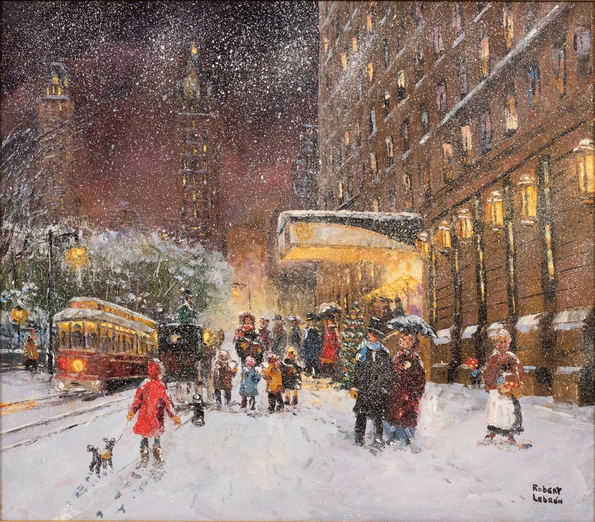 Robert Lebron | FRONT OF 59TH ST. PLAZA HOTEL HOLIDAY TIME NYC | MutualArt
