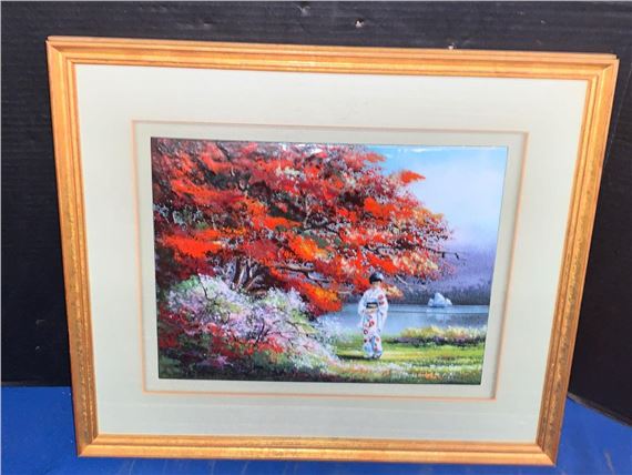 Charles Parthesius | geisha by lake and trees | MutualArt