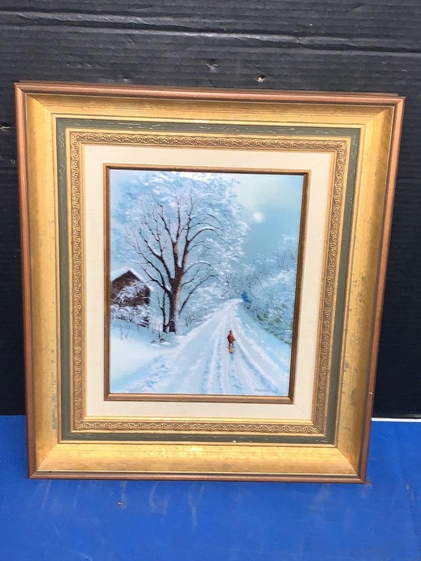 Charles Parthesius | Winter landscape with boy and sled | MutualArt