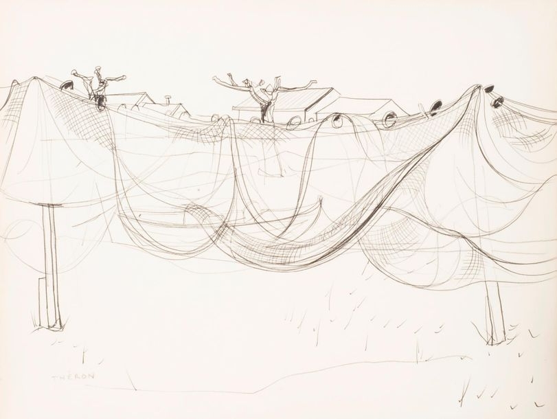Pierre Theron | Filets de pêche à Arcachon (1950) | MutualArt