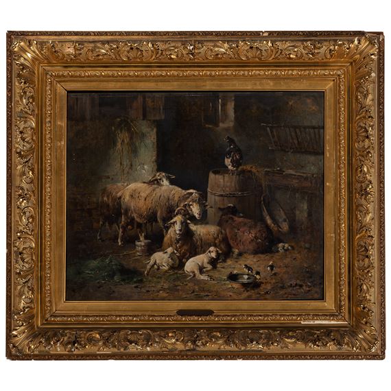 Otto Gebler | Barn Scene with Sheep | MutualArt