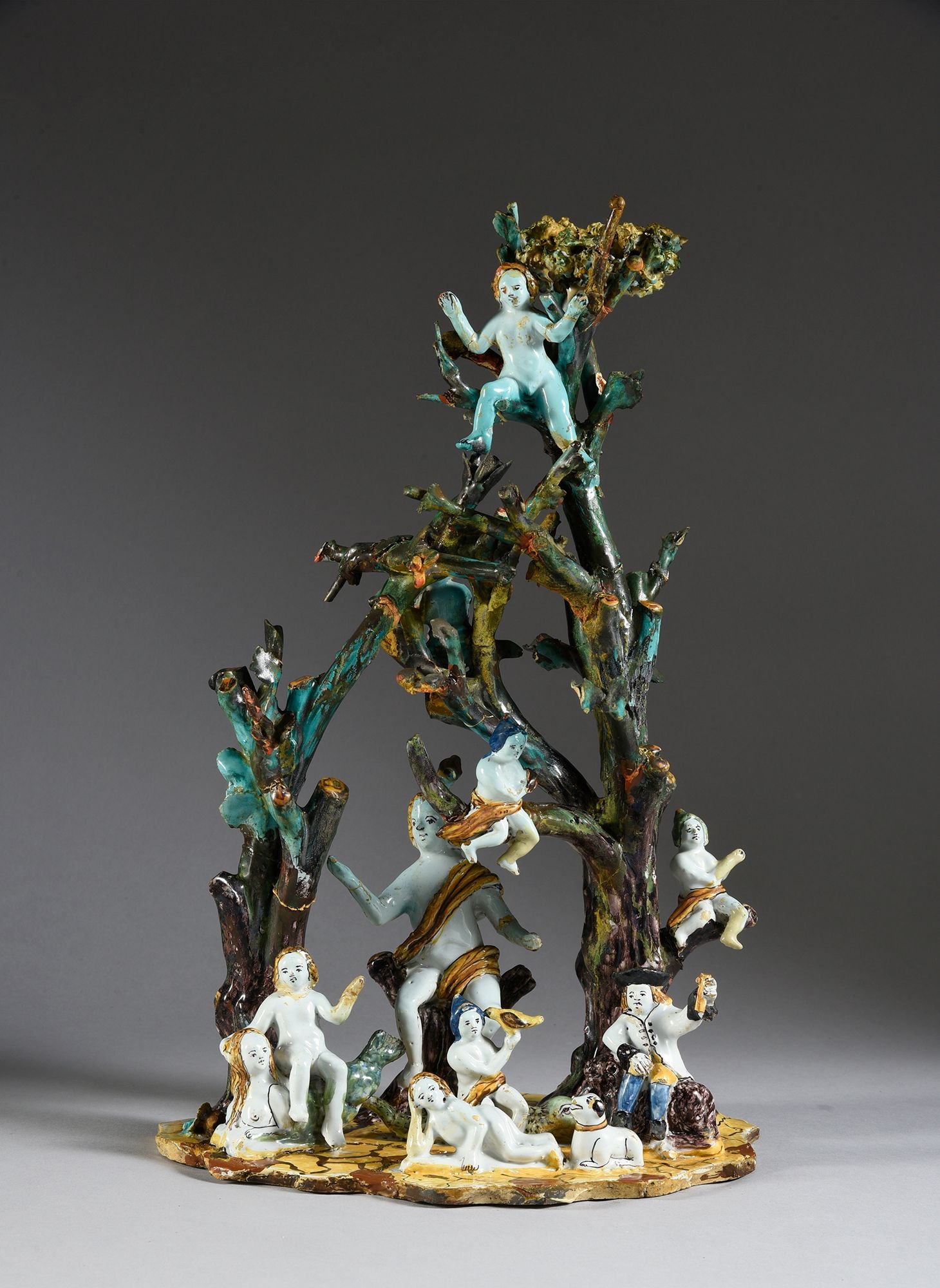 German School, 18th Century | Group depicting Orpheus sitting on a tree ...