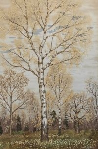 Oskar Bergman | Birch trees and flowering anemones | MutualArt