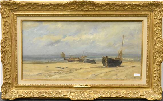 Louis Artan de Saint Martin | Plage avec voiliers (1874) | MutualArt
