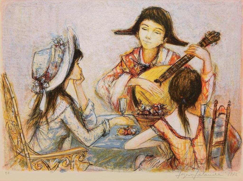 Jay Jalaude | Two young girls sitting at a table (1972) | MutualArt