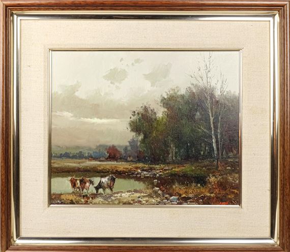 Josep Colomer | Paisaje con vacas | MutualArt