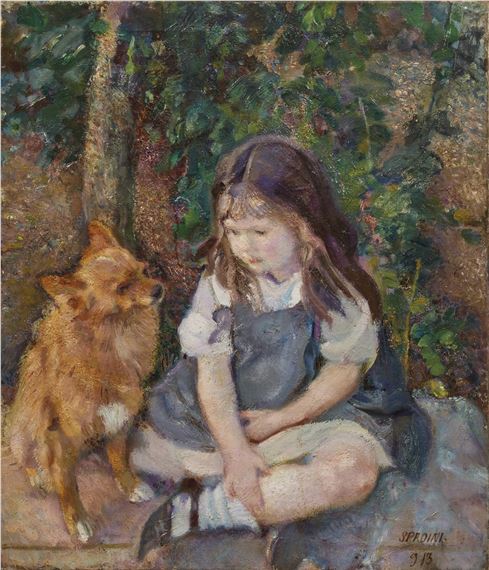 Armando Spadini | THE GIRL AND THE DOG (1913) | MutualArt