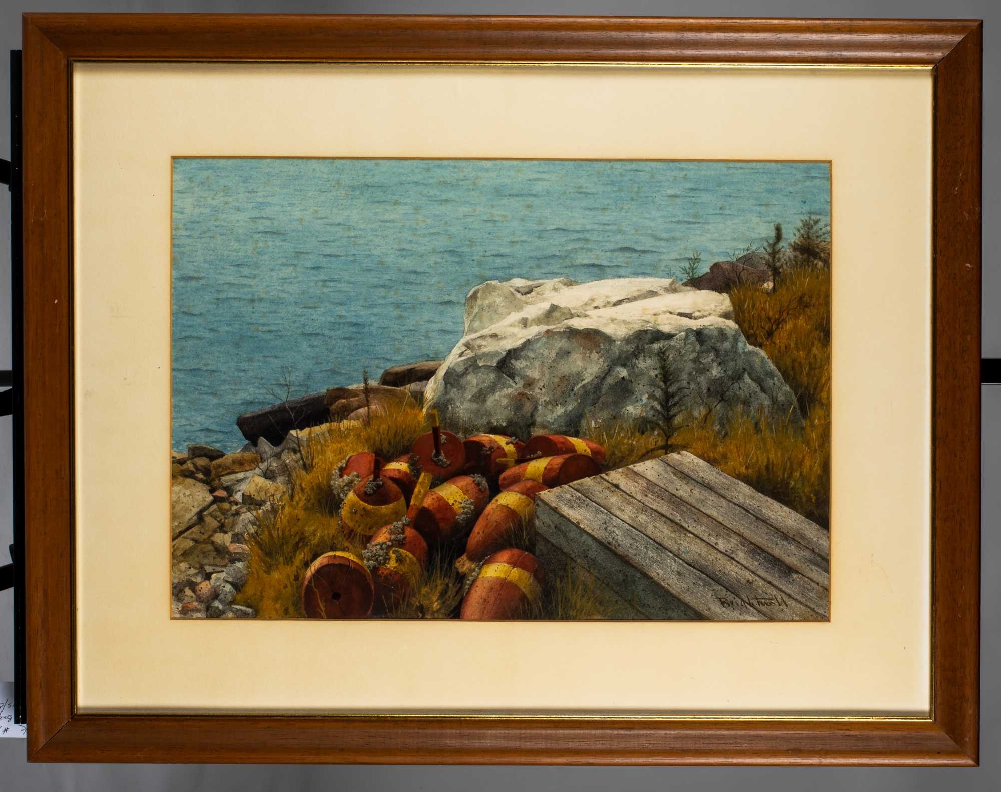 Walter Brightwell | painting of sea coast and bouys | MutualArt