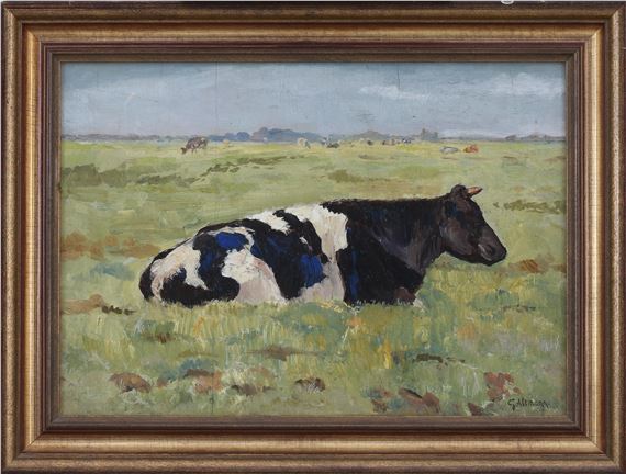 Gerard Altmann | Een rustende koe in een weiland | MutualArt