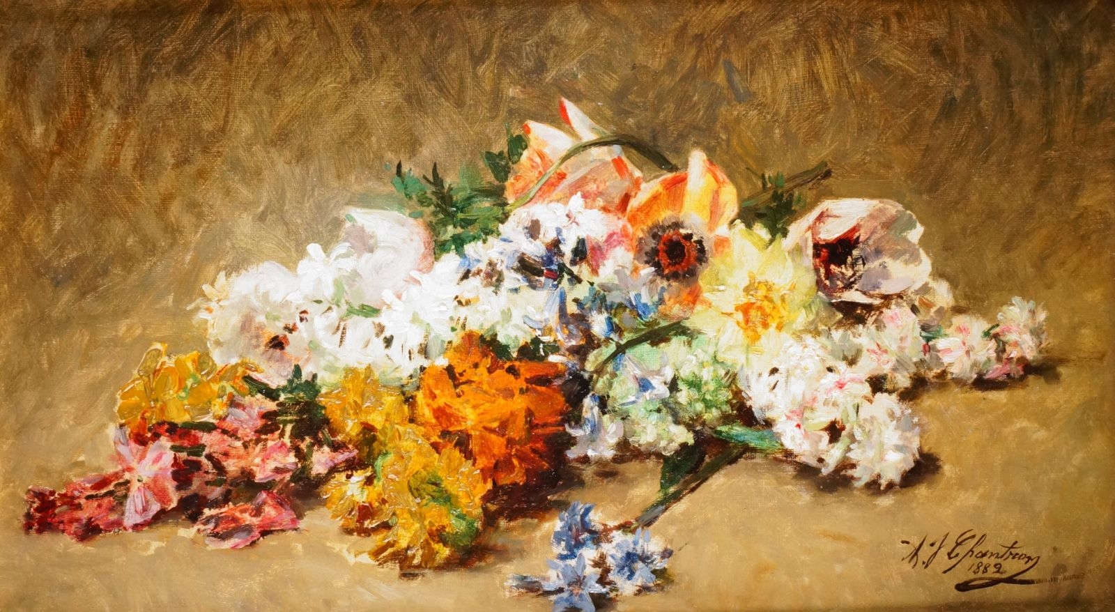 Alexandre Jacques Chantron | Throw of flowers (1882) | MutualArt