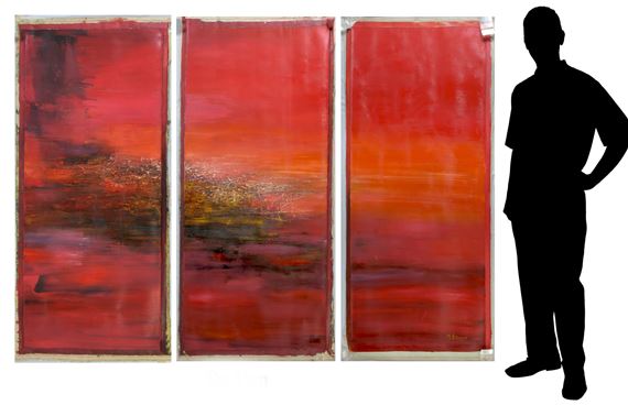 Bo Yun | Three Works: Red Triptych | MutualArt