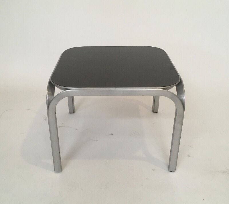 Jørn Utzon | A coffee table with aluminium frame and black plastic top ...