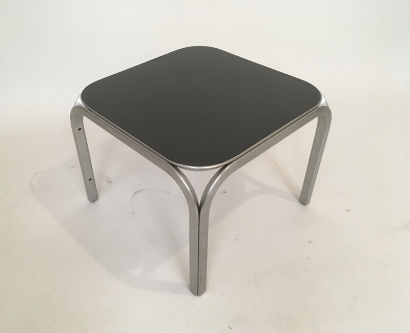 Jørn Utzon | A coffee table with aluminium frame and black plastic top ...