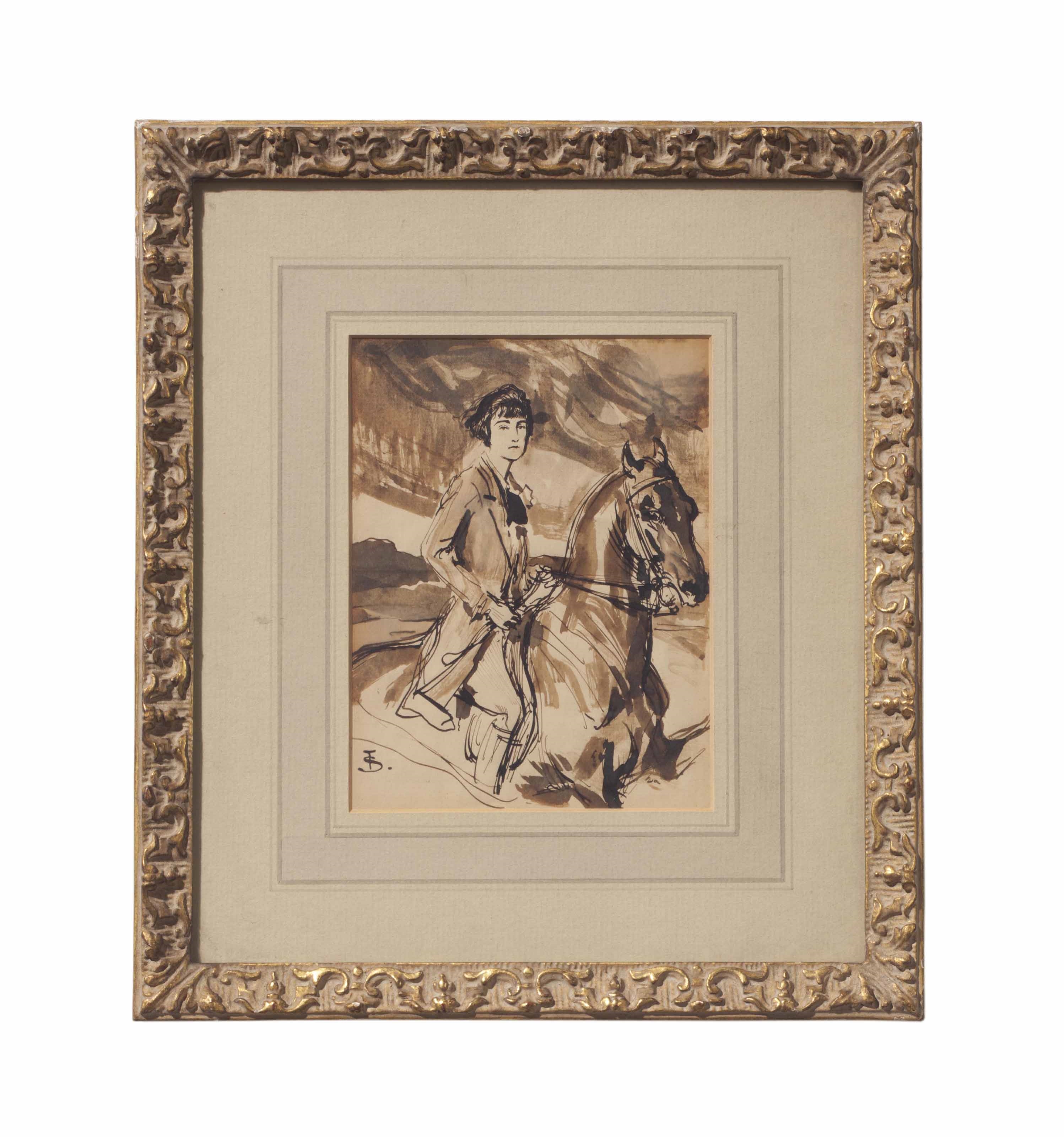 Tadé Styka | Portrait of a woman on a Horse | MutualArt