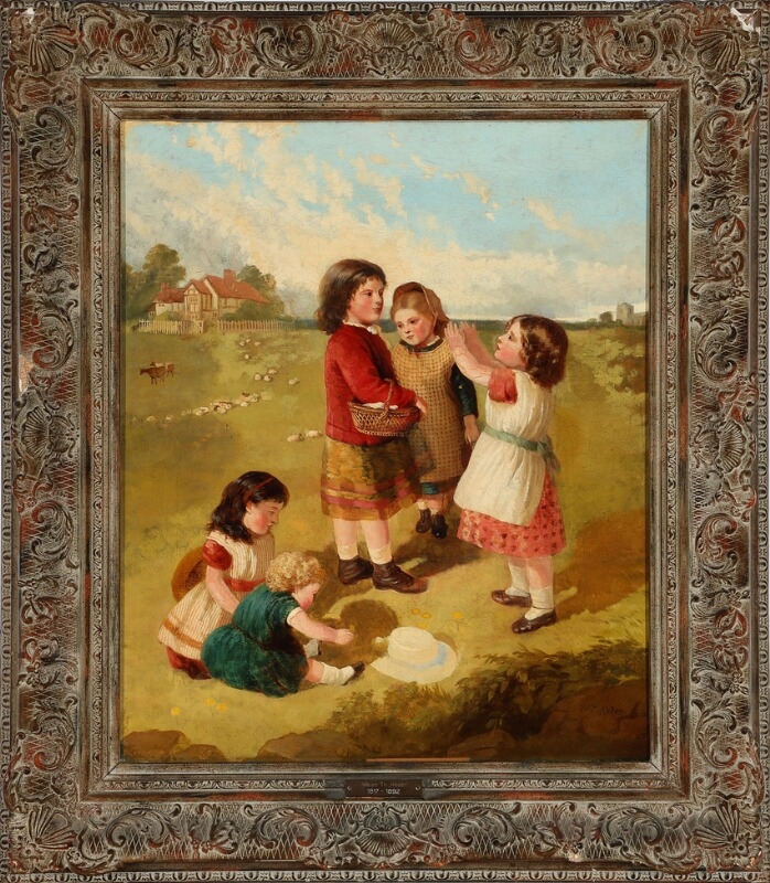 William Thomas Roden | Little girls playing in a field | MutualArt