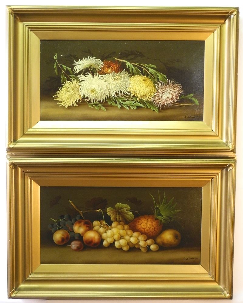 Edwin Steele | Two Works: Chrysanthemums & Fruit (1902) | MutualArt