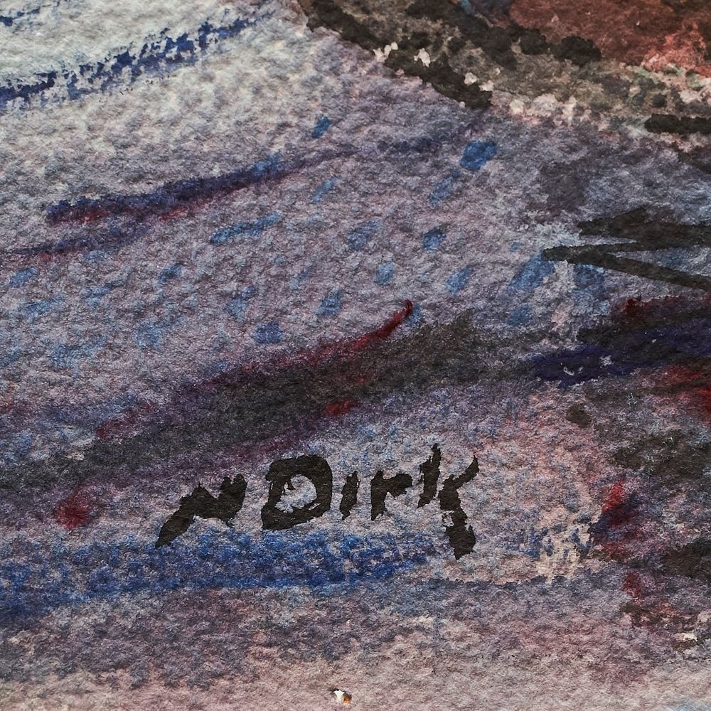 Nathaniel Dirk | Nathaniel Dirk Water Town Watercolor | MutualArt