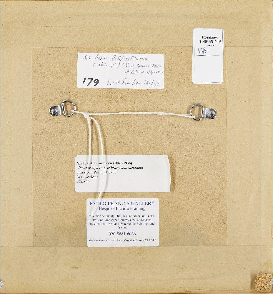 Frank William Brangwyn | View through trees of bridge & mountain | MutualArt