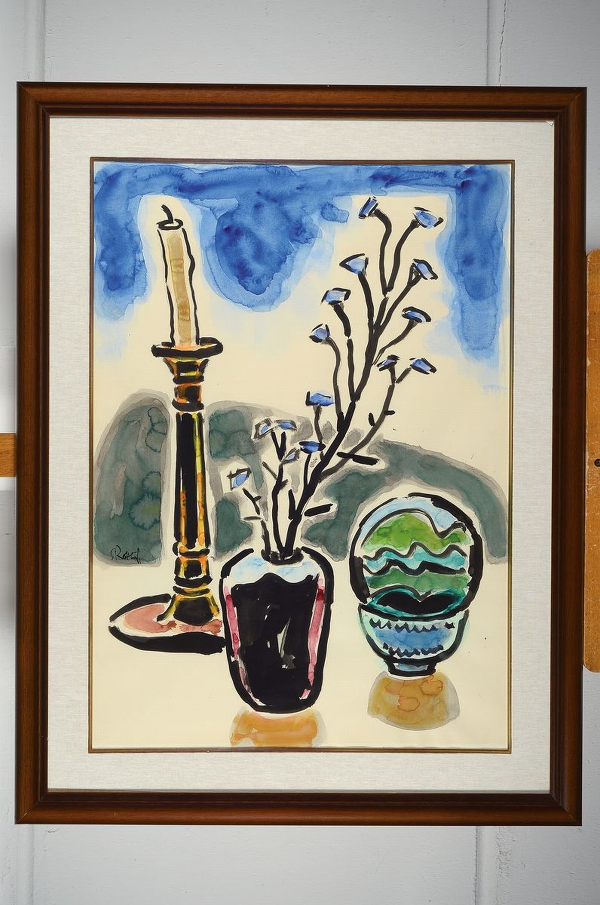 Karl Schmidt-Rottluff | Still life with candlesticks (1968) | MutualArt
