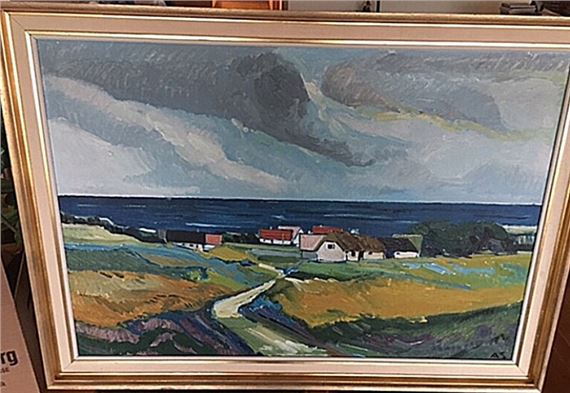 Aage Strand | Coastal scenery with houses | MutualArt