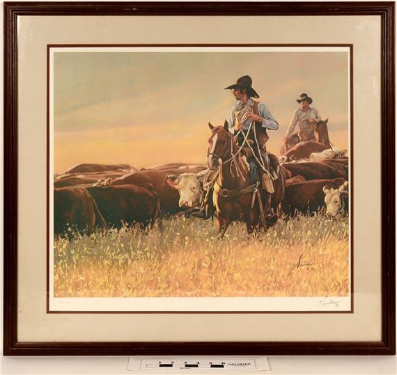 Gordon Snidow | Depicting cowboys gathering cattle | MutualArt