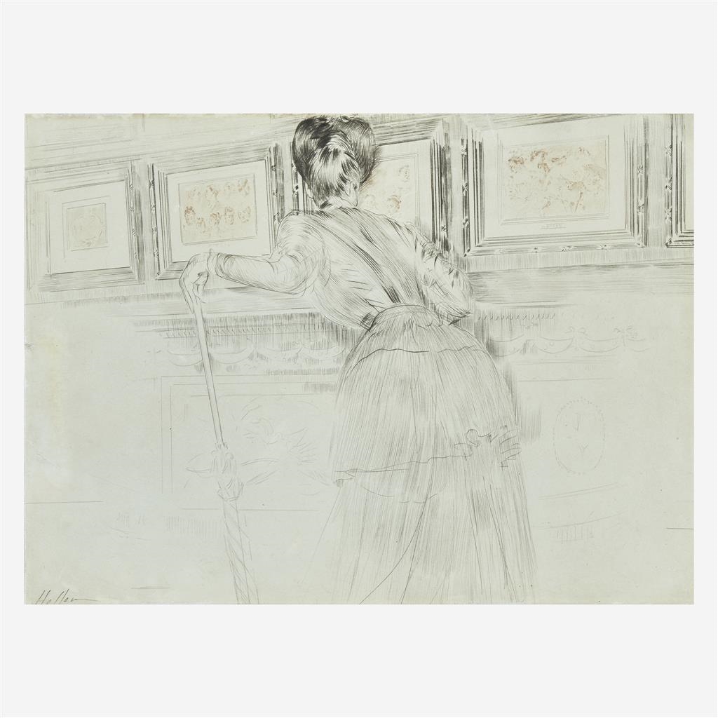 Paul César Helleu | Madame Helleu devant les Dessins de Watteau au ...