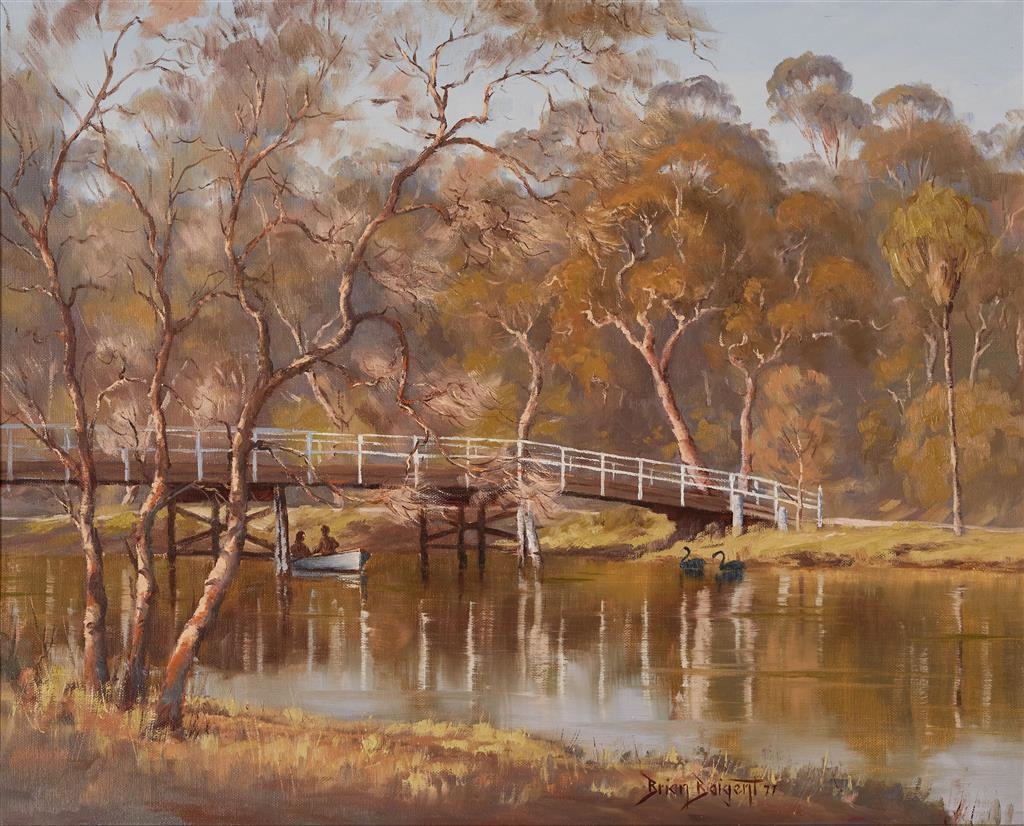 Brian Baigent | Rowing Under A Bridge (1977) | MutualArt