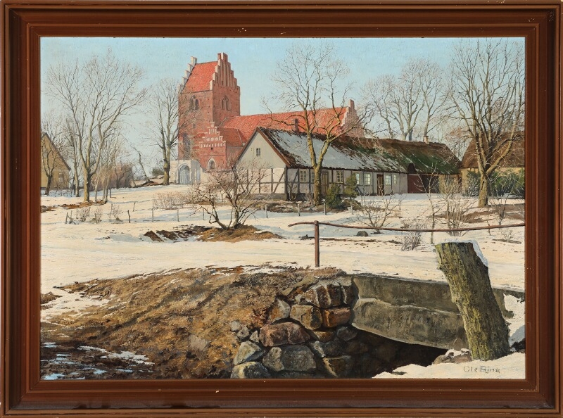 Ole Ring | A view of Haraldsted Church and vicarage near Ringsted (1951 ...