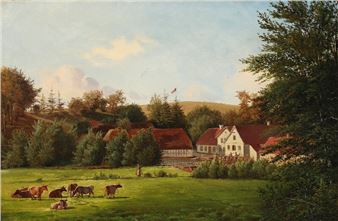 Carl Frederik Aagaard | A Landscape with a View Over a Mountain Lake at ...