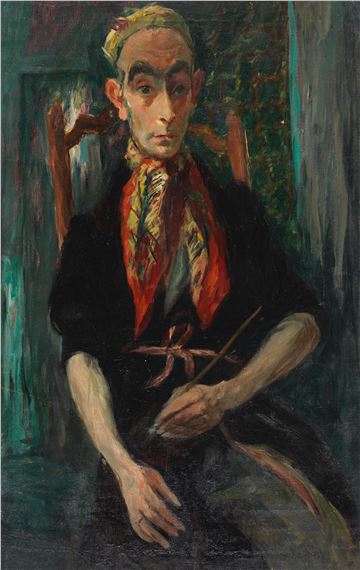 Jacques Chapiro | Self-portrait with scarf (Circa 1930) | MutualArt