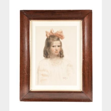 F. Weber | Pastel drawing of a young girl in sepias and browns (1918 ...