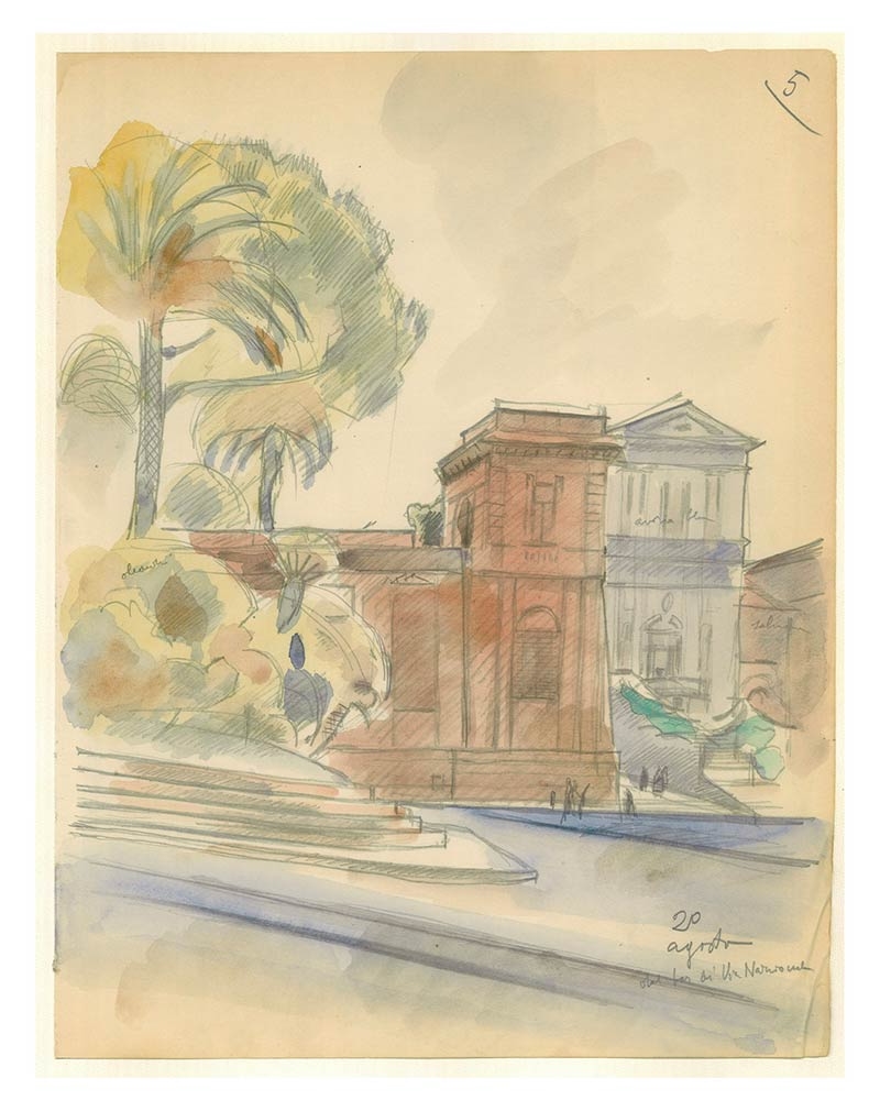 Anselmo Bucci | From the bar on Via Nazionale (1938) | MutualArt