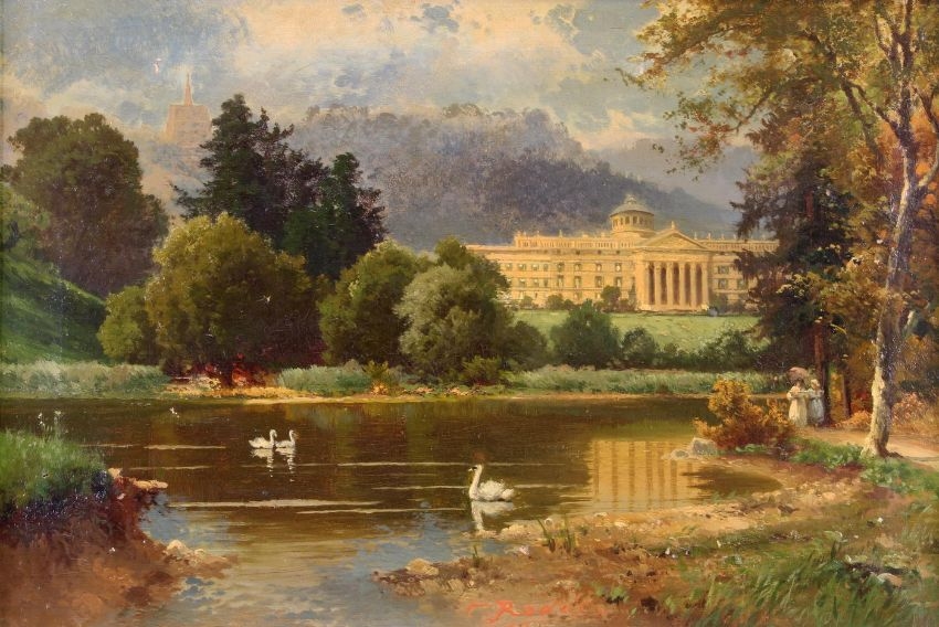 Carl Gustav Rodde | View of the Lago di Nemi near Rome (1883) | MutualArt