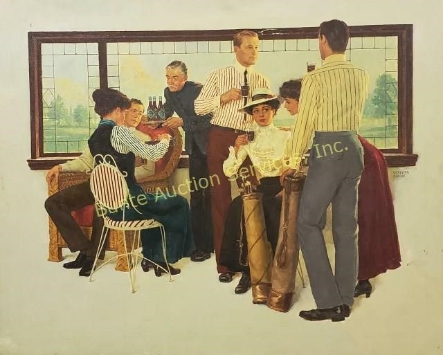 Norman Rockwell | Interior scene with figures at soda fountain | MutualArt