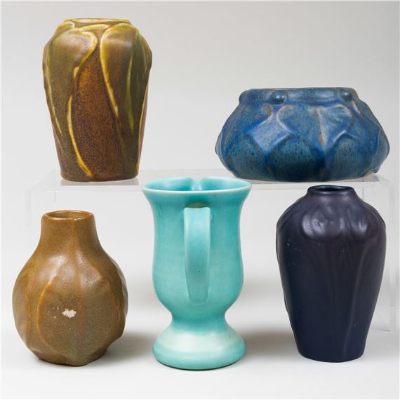 Van Briggle Pottery & Tile | Group of Five Van Briggle Pottery Glazed ...