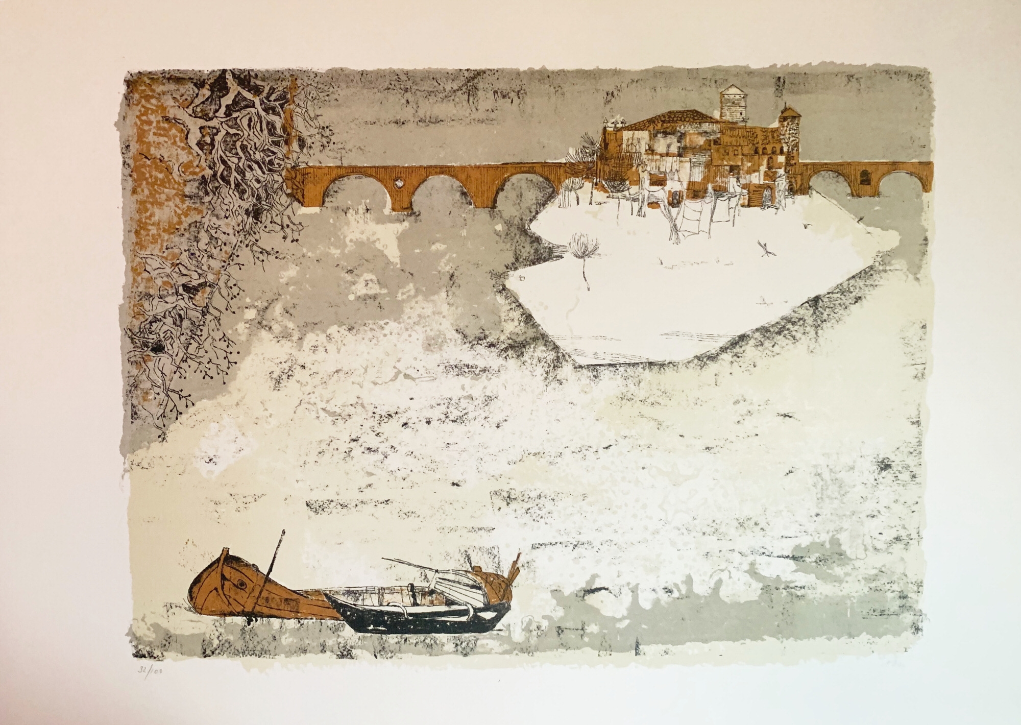 Ossi Czinner | Italian Landscape (Isola Tiberina, Rome) (Late 20th ...