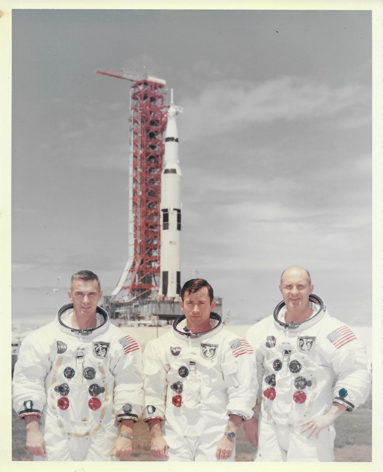 NASA | Portrait of the crew and two views of the spacecraft on the ...