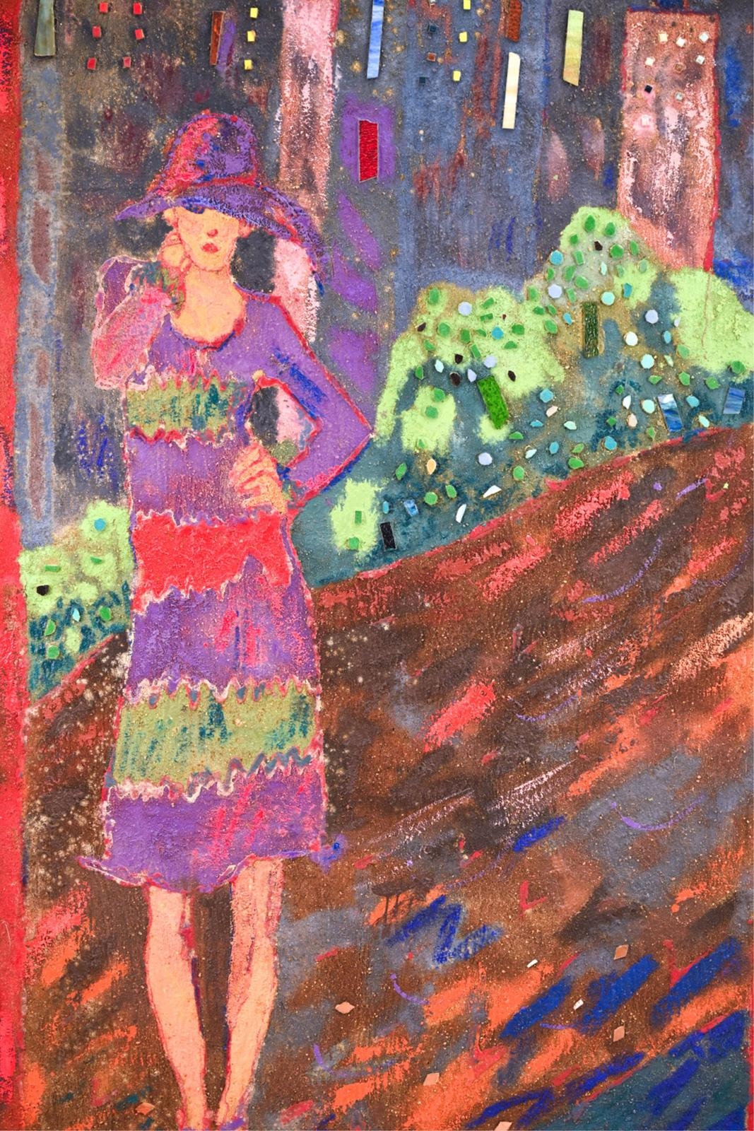 Edith Goldman | Standing figure and cityscape | MutualArt