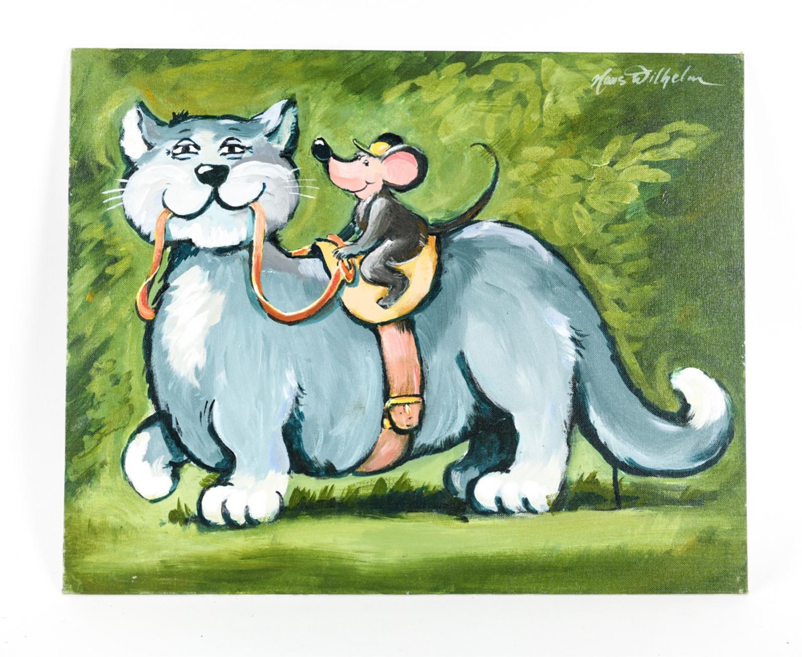 Hans Wilhelm | Mouse riding cat | MutualArt