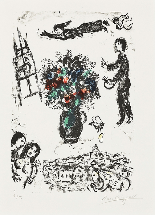 Marc Chagall | Bouquet Over the Town (1983) | MutualArt