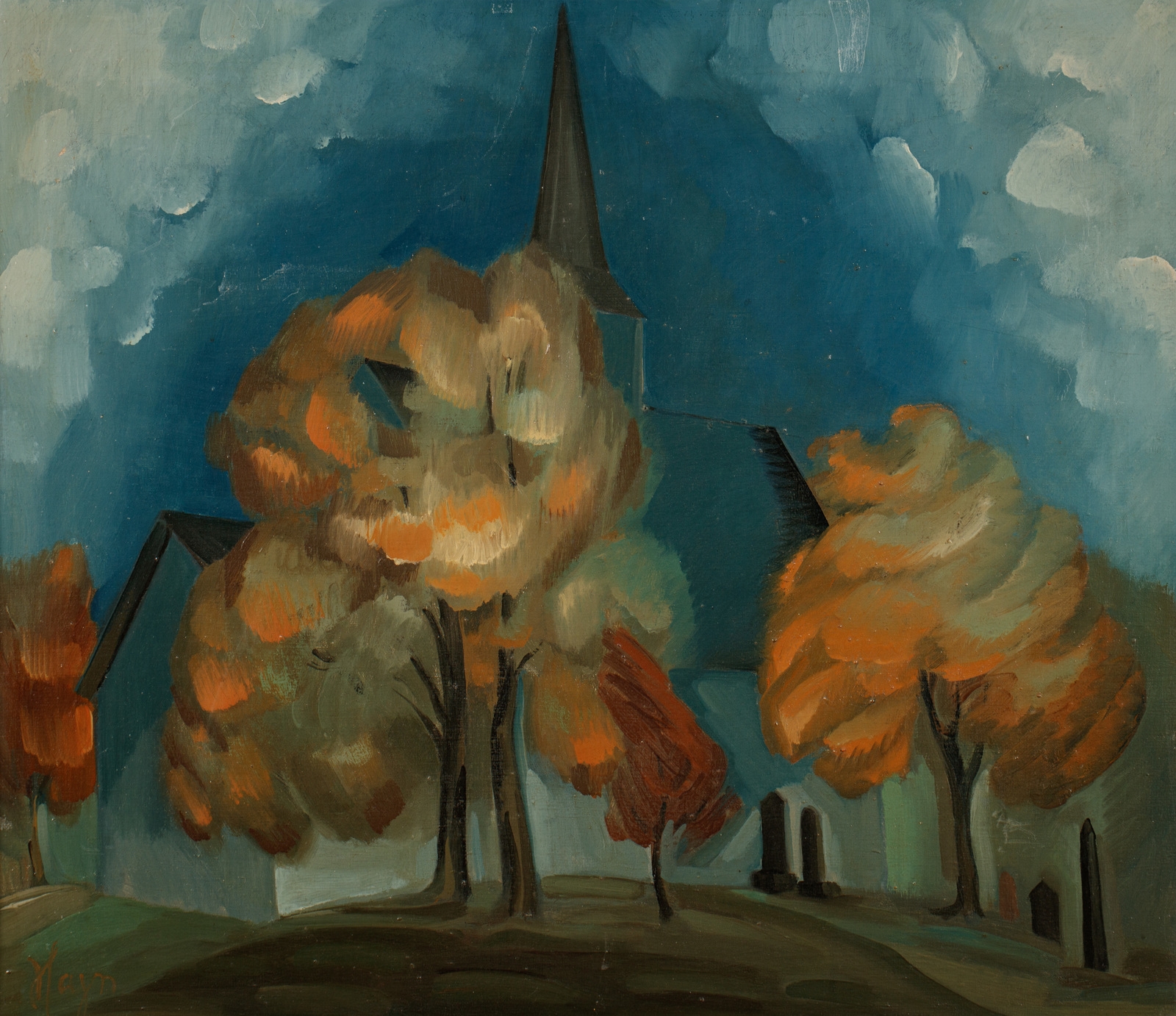 Alfred Hagn | Landskap med kirke | MutualArt