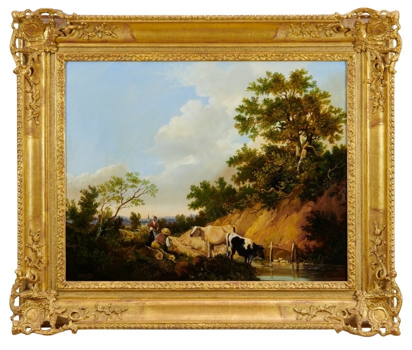 Andre De Moller | Cattle and herder in landscape | MutualArt