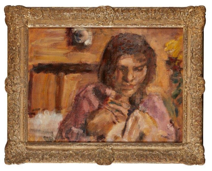 Geoffrey Tibble | Portrait of the artist's wife Marjorie seated at a ...